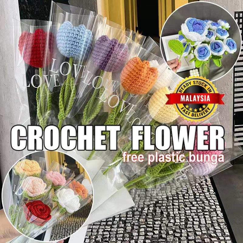 (1PC) CROCHET SULAM Flower Bunga Sulam Wool Hand Knitted Finished ...