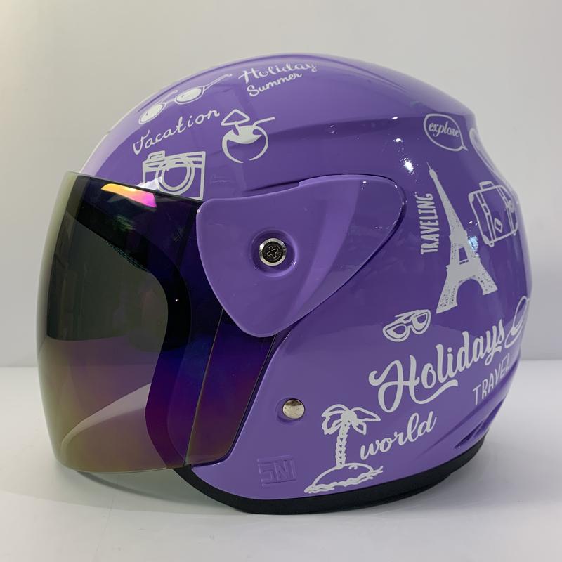Helm Nuvo Traveling Ungu Glossy - Single Visor - 1 Kaca - Helem SNI ...