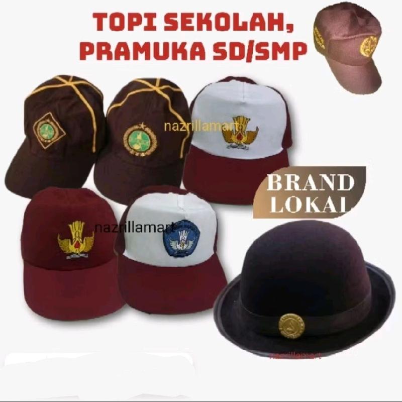 Aneka topi SD bordir merah putih merah polos seragam sekolah - Shop ...