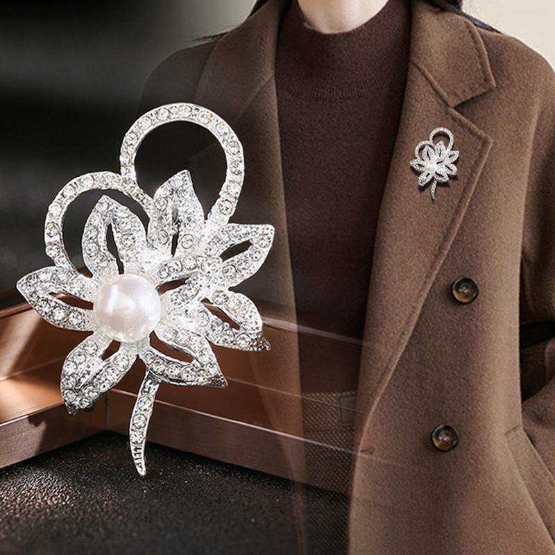 Kerongsang Berbentuk Bunga, Wanita Elegan, Berlian buatan Bersinar ...