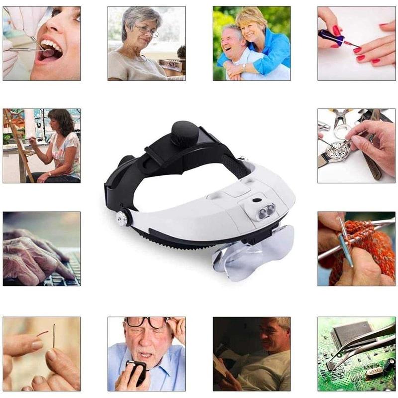 Kacamata Pembesar Dual LED Headband Magnifier 5 Lens 6x - MG81001-G ...