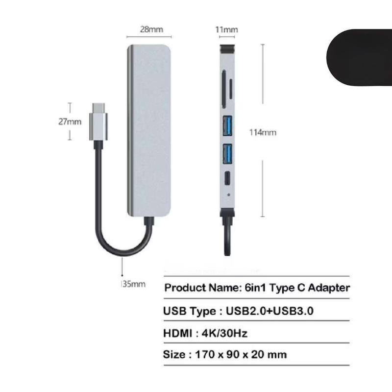Converter Type C 6 in1 Dan Ada Yang 8 inc USB Hub Type-C To HDMI ...