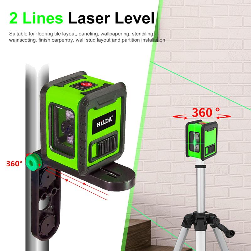 2 Lines Laser Level Portable Self-leveling Green Beams Laser - TikTok ...
