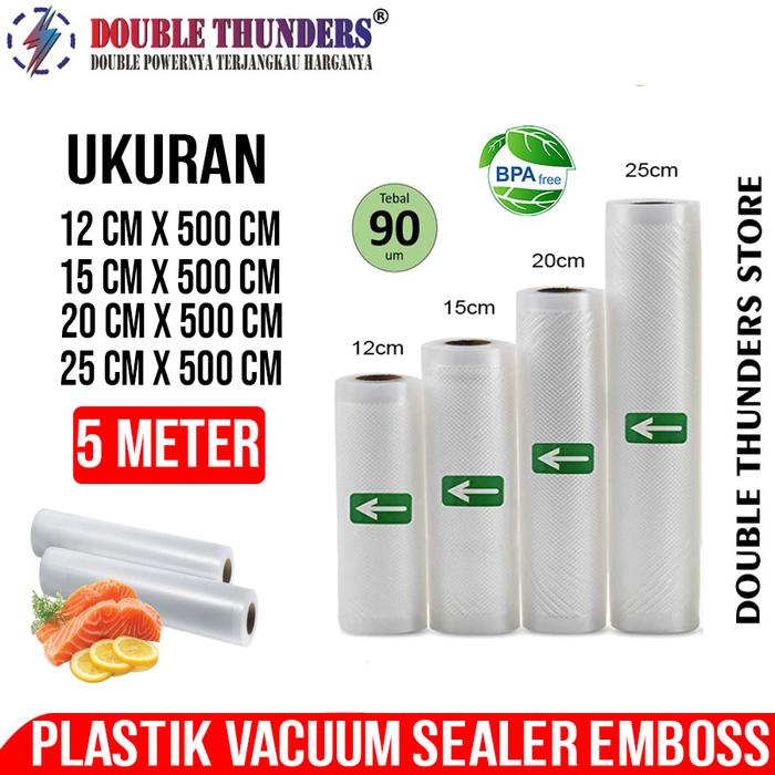 Jual Double Thunders Plastik Vacuum Embos Vacuum Sealer Roll 5 Meter ...