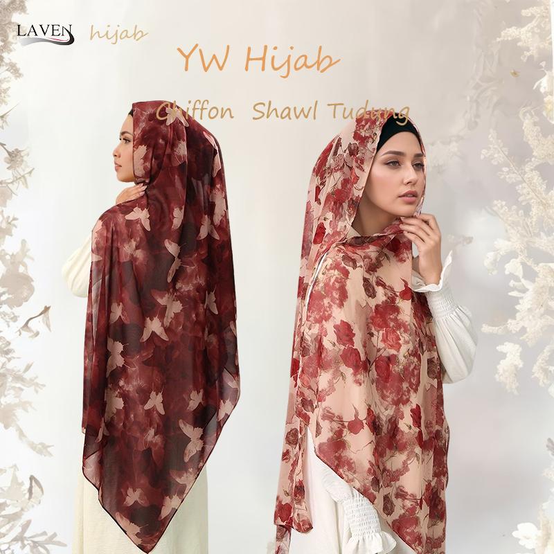 Tudung Hijab Bercetak Bunga LAVEN Shawl Scarf Bahan Sifon Gelembung ...