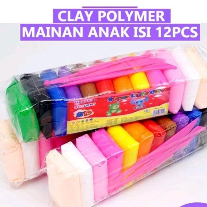 Clay Mainan Anak Isi 12 Pcs Mainan Edukasi Polymer Clay Plastisin ...