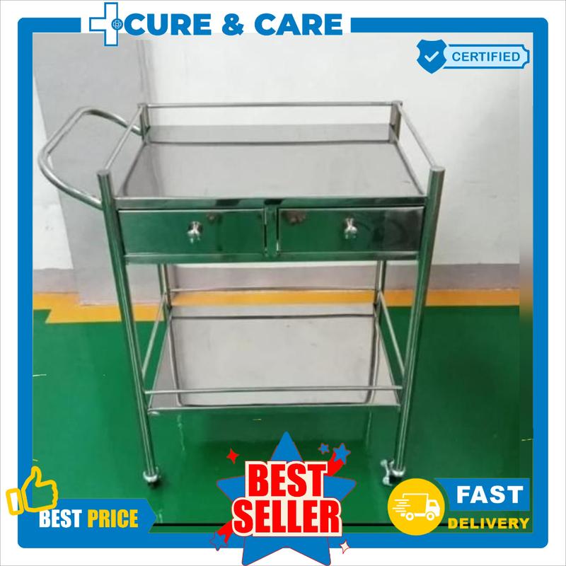 Troli Instrumen 2 Rak Laci Stainless Trolley Instrumen 2 Rak - Shop ...