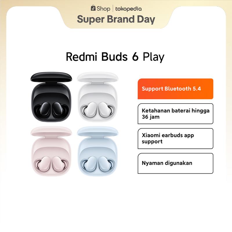 Xiaomi Redmi Buds 6 Play | Bluetooth 5.4 | Baterai Hingga 36 - TikTok Shop