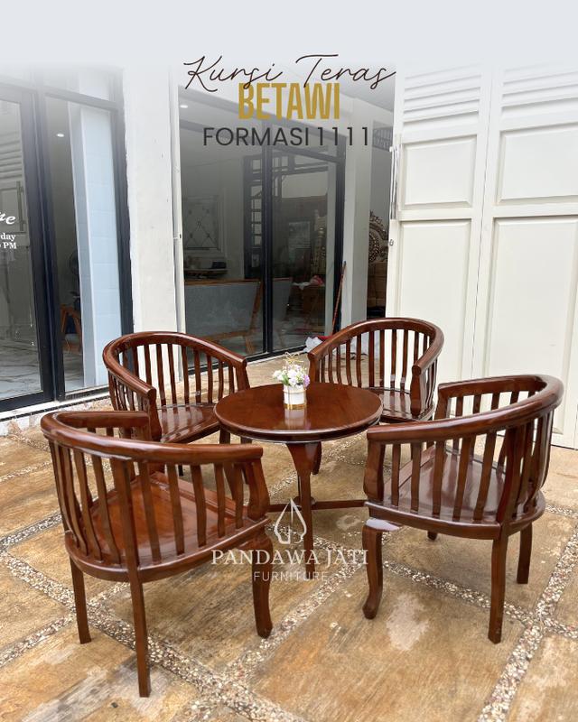 Set Kursi Teras Betawi Kayu Jati - Formasi 1 1 1 1 + MEJA - Desain ...