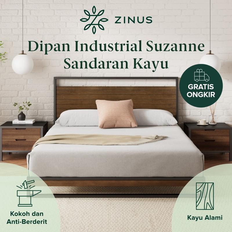 Zinus Tempat Tidur Ranjang Besi Suzanne / Sandaran Kayu Bamb - Shop | Tokopedia