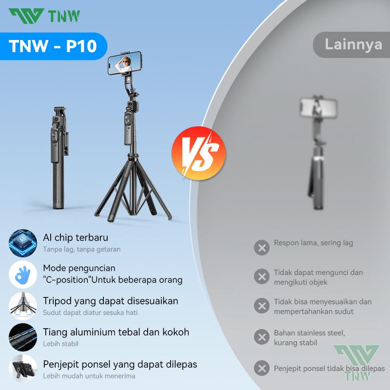 TNW P10 Tongsis Tripod Bluetooth Selfie Stick AI 360° Auto Face ...