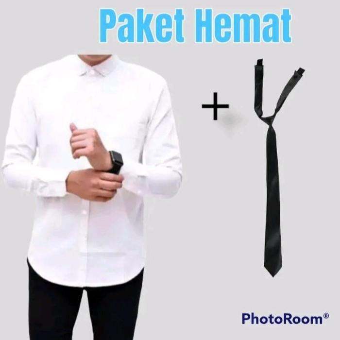 Promo Paket Kemeja Putih Polos + Dasi Termurah Kualitas Premium Panjang ...