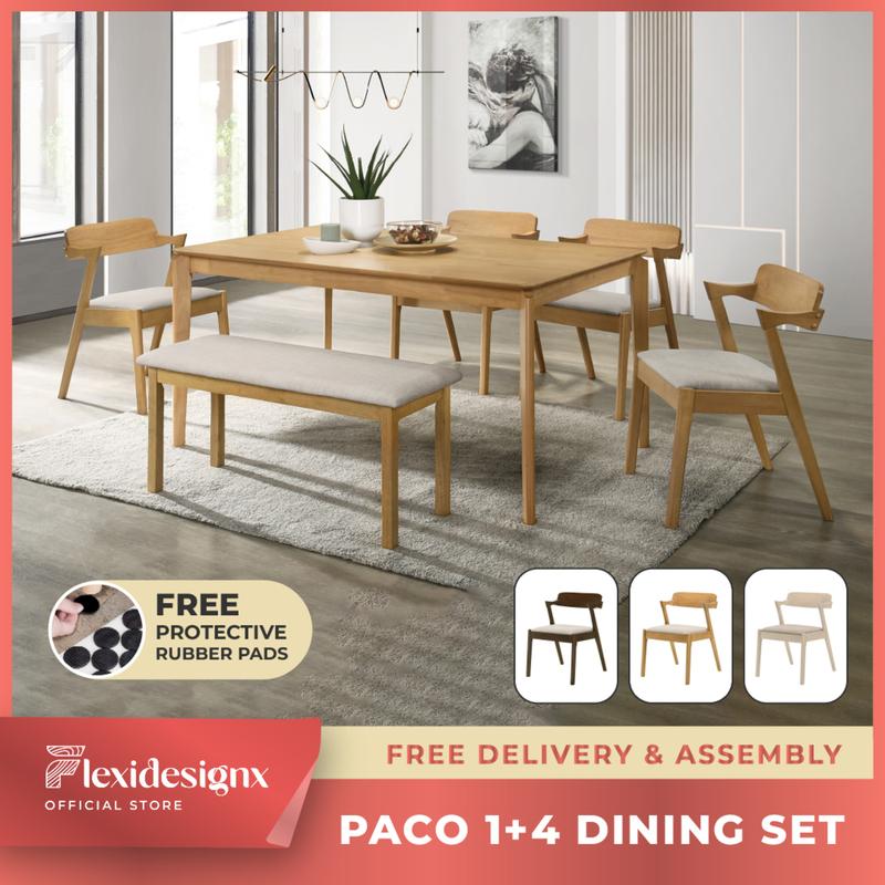 Dining Set 4/6 seater Solid Wood Table / Dining Chair PACO Flexidesignx ...