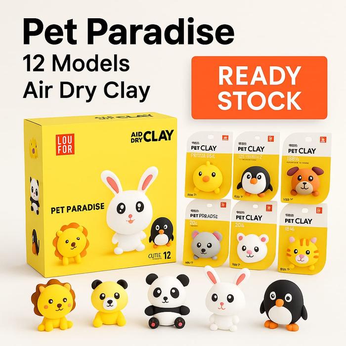 Jual LOUFOR Air Dry Clay Set Pet Animal Theme / Super Light Clay Warna ...