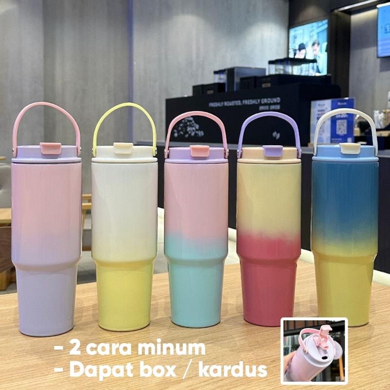 Tumbler Macaroon Tumbler Gradasi With Handle 890ml Tumbler Aesthetic ...