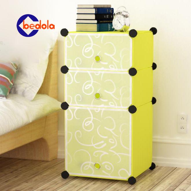 Bedola Lemari plastik bedside table anti air rak buku susun polos ...
