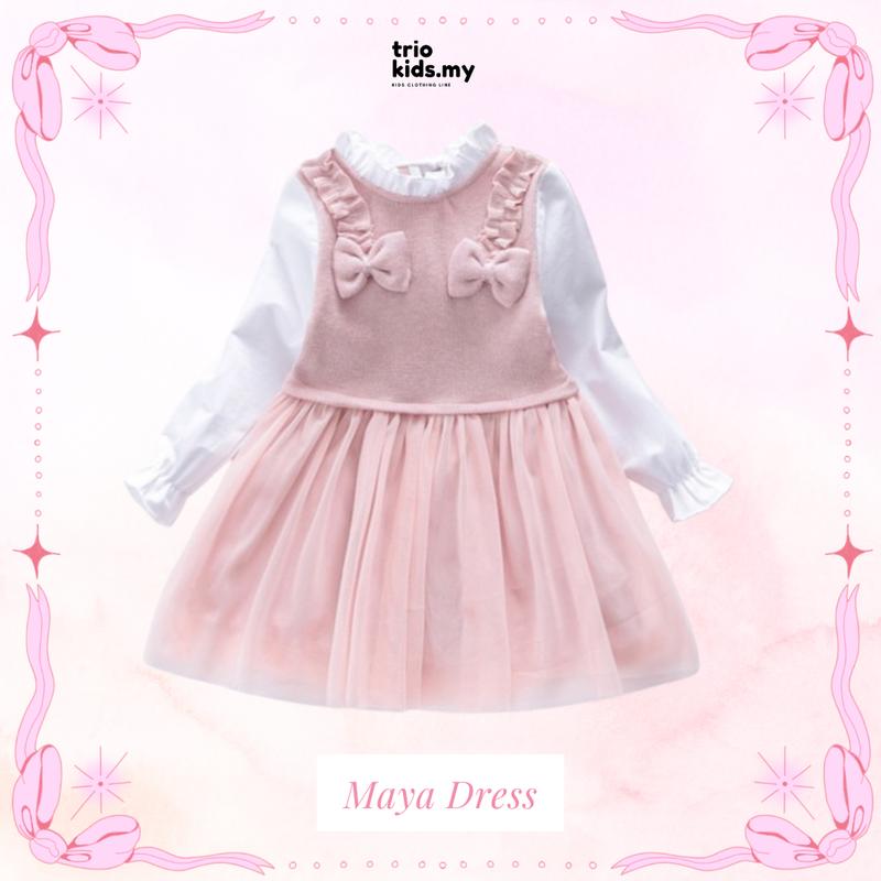 [TRIOKIDS] 1 - 7 Years Dress Budak Perempuan Lengan Panjang Baju ...