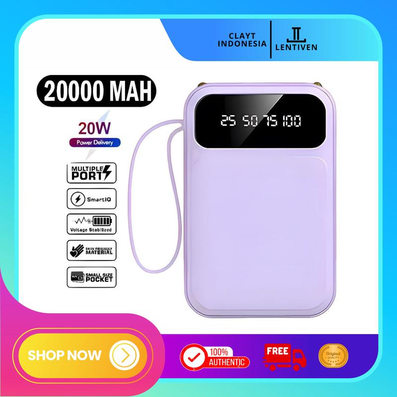 CLAYT LENTIVEN Powerbank 20000mAh Mini With 4 Kabel Data Typ - Shop ...