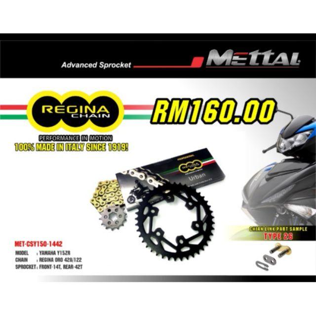 REGINA Y15ZR Sprocket Chain Kit 428-122L, 14T, 42T - TikTok Shop Malaysia