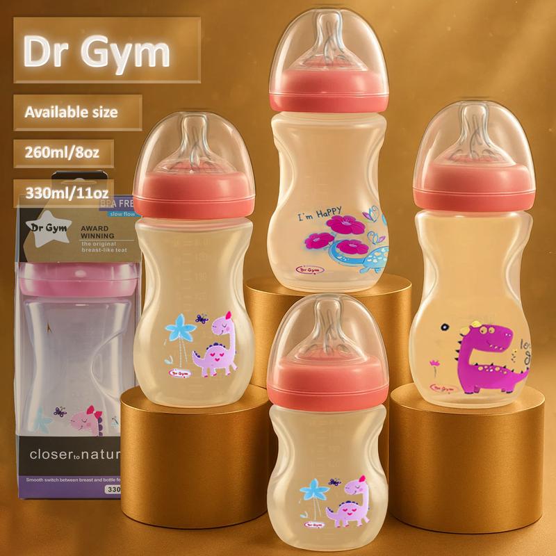 Dr Gym Pink Dino Series Plastic Botol Susu Bayi Botol Susu Wide ...