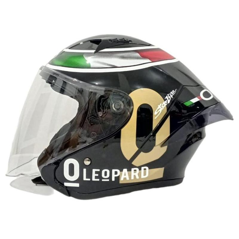 HELM HALF FASE MOTIF LEOPARD MLA FREE SPOILER UNTUK WANITA DAN - Shop ...