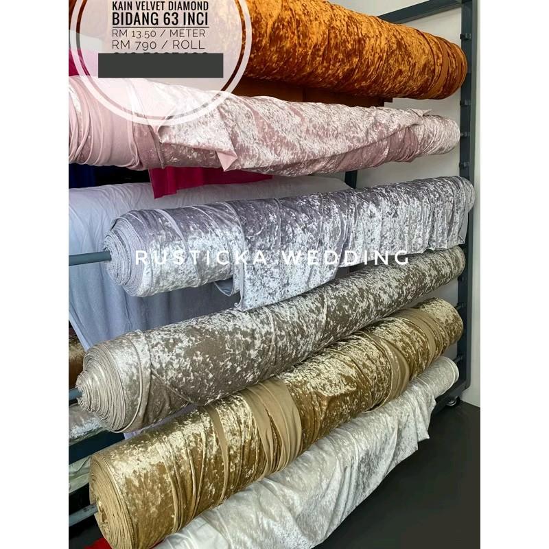 Bidang 63inci Kain Velvet Diamond Plush baldu Panne Crush Meter ...