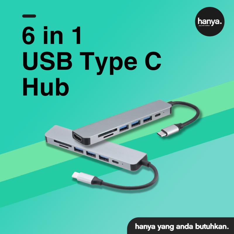 USB Type C Hub 6 in 1 Adapter untuk Laptop Tablet HP Ipad MacBook ...