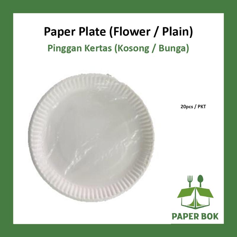 Pinggan Kertas (20PCS) Plain Paper Plate / Flower Paper Plat - TikTok ...