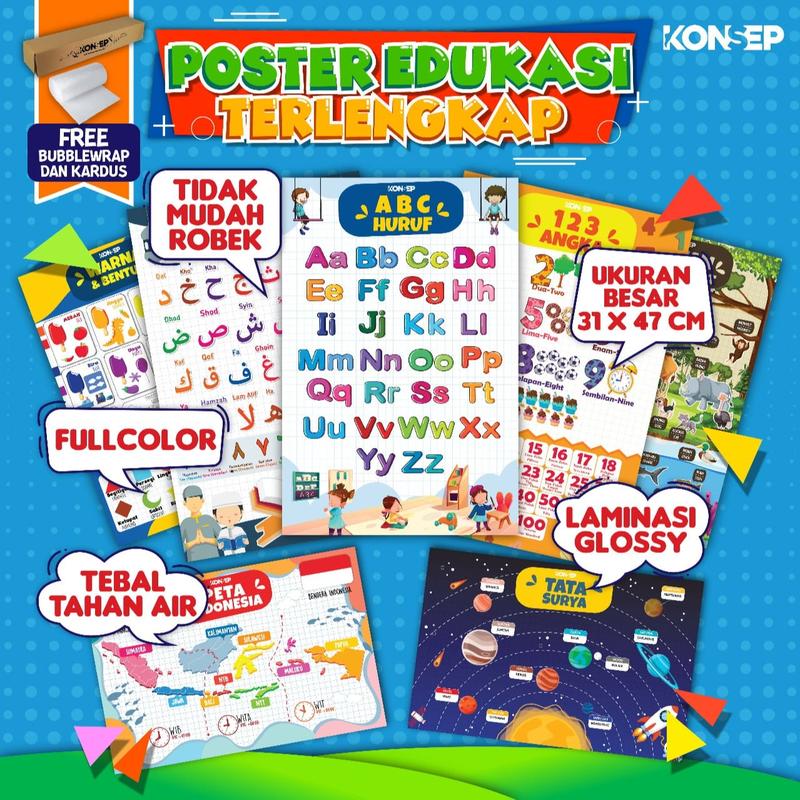 Konsep Poster Edukasi Pendidikan Anak Belajar Paud Balita TK - Shop ...