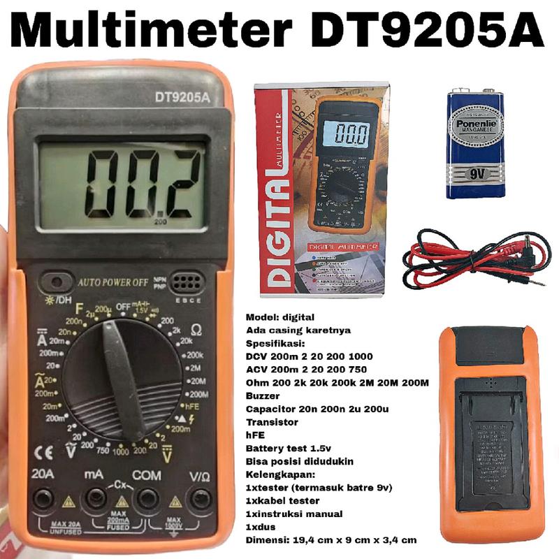 Multimeter DT9205A Multitester Digital DT 9205A Tester Besar - Shop ...