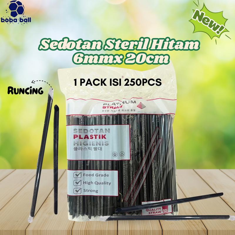 Sedotan Plastik Hitam Steril 6mm x 20cm | Sedotan Runcing Higienis ...