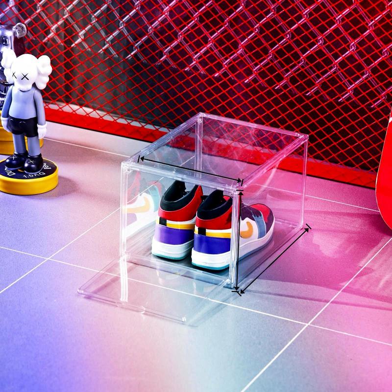 360° Full Acrylic Magnetic Front Drop Shoe Box Kotak Kasut Akrilik ...