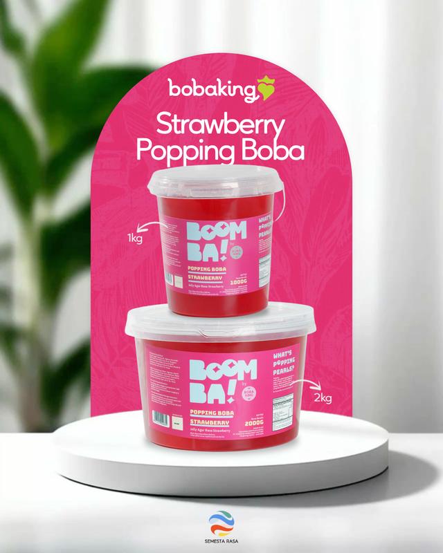Boba King Boomba Popping Boba Strawberry 1KG | Poping Stroberi Bubble ...