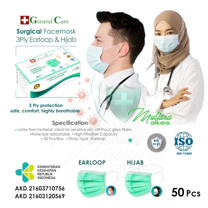 Masker Medis Surgical General Care Earloop 3 Ply isi 50pcs / - Shop ...