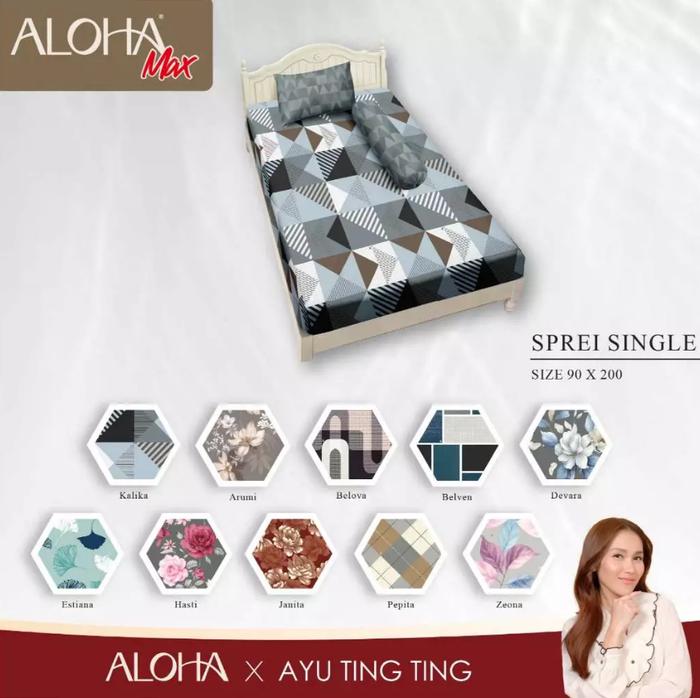 Promo Sprei Aloha Max Single 90x200 Tinggi 25cm Bantal 1 Guling 1 ...
