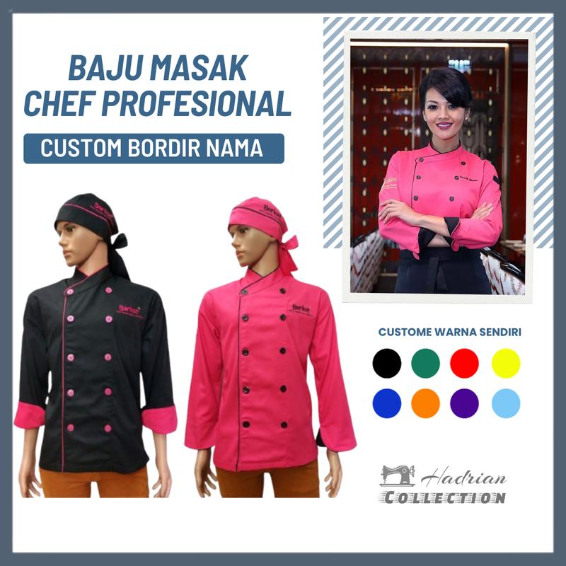 Baju Masak Baju Koki baju chef Uniform chef profesional pria - Shop ...