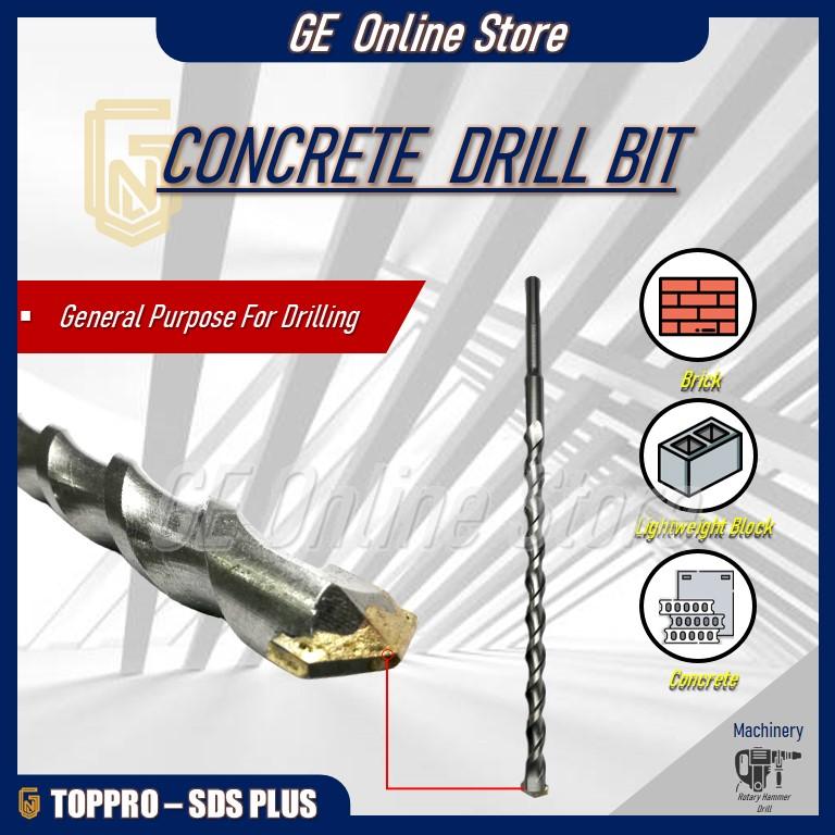 TOPPRO SDS Plus Concrete Drill Bit Mata Gerudi Tebuk Dinding - TikTok ...