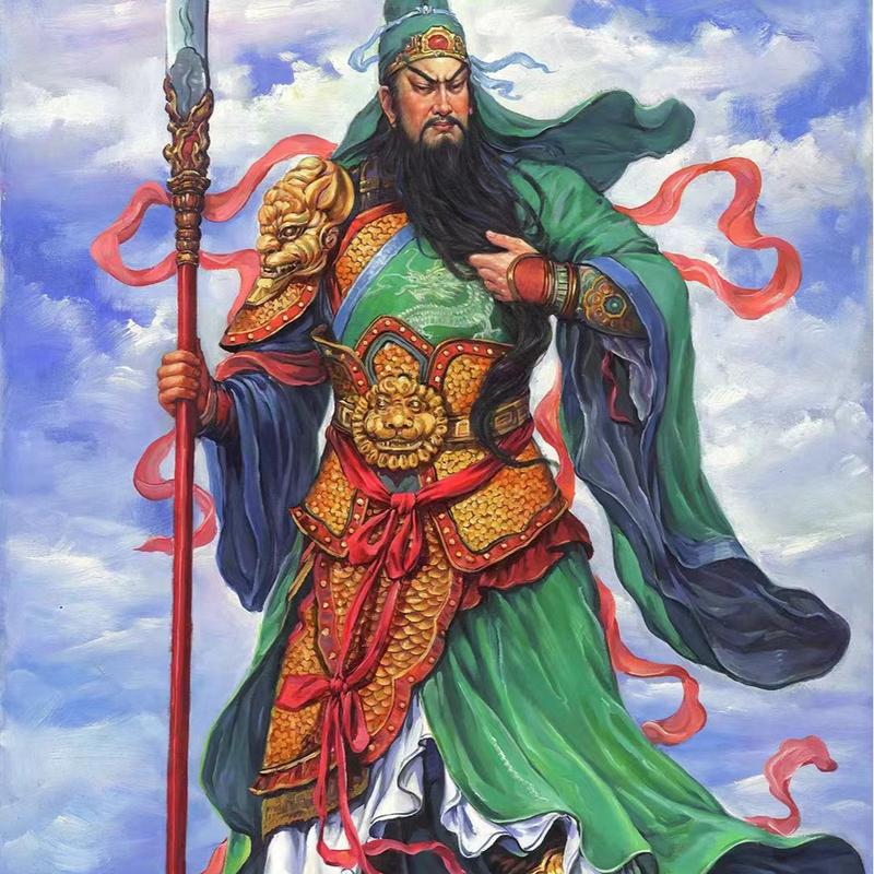 Guan Yu, Zhang Junlong oil painting pure hand-painted decorative ...