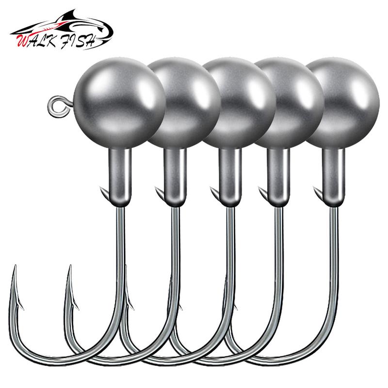 WALK FISH 5Pieces 1g-28g Ball-Shaped Jig Lead Head Hooks Hig - TikTok ...