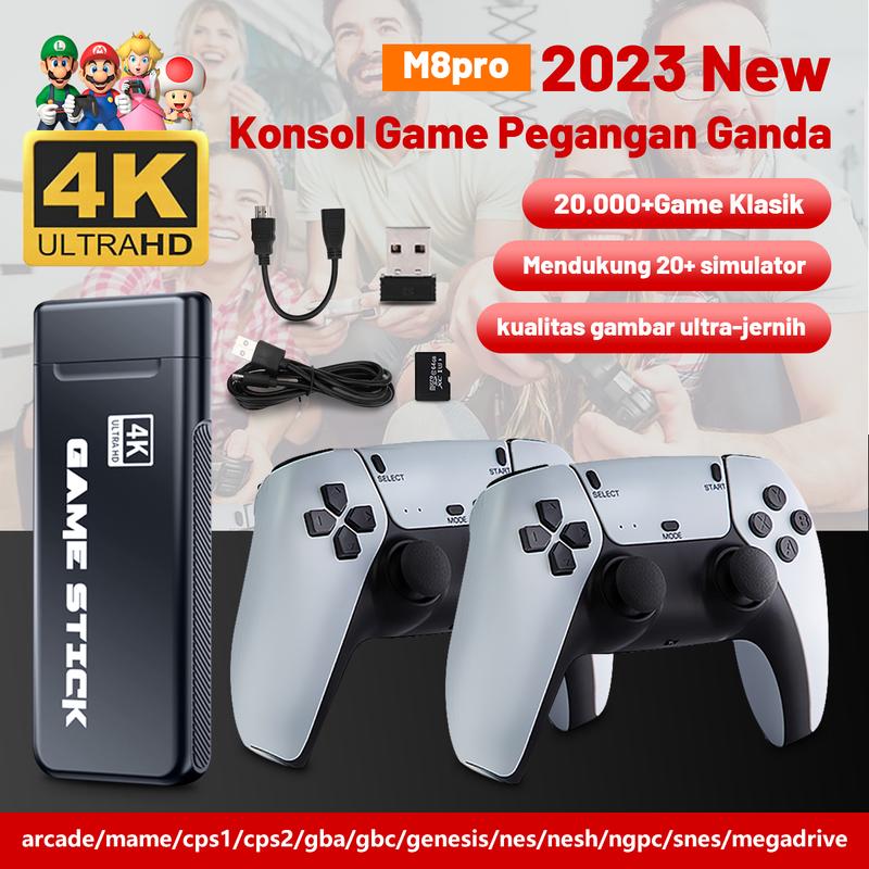 Game Stick 4K Wireless Gamepad 2Player TV HDMI Connect PS1 20000+Games ...