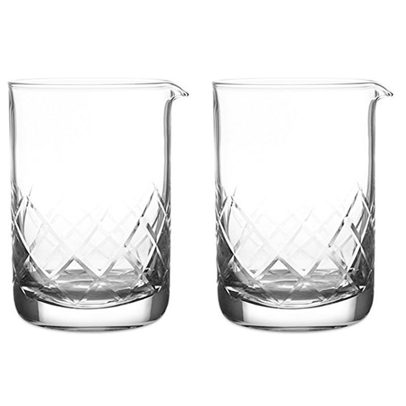 2X Professional Cocktail Crystal Mixing Glass Bar Accessories Mixer ...