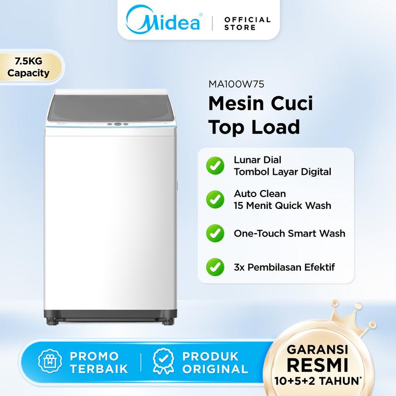 Midea Top Load Washing Machine 7.5kg - MA100W75 - Shop | Tokopedia