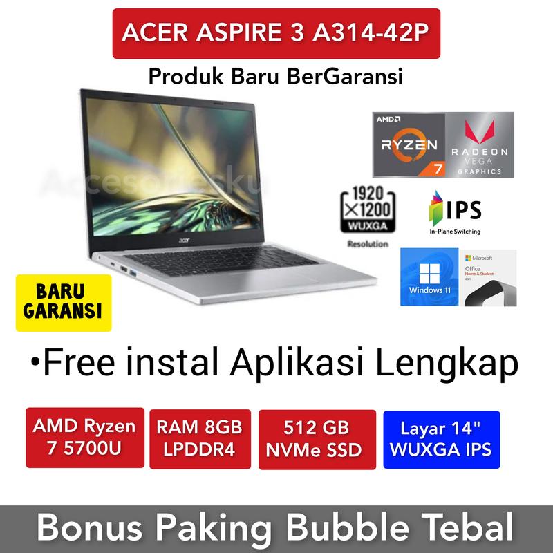 Acer Aspire 3 A314-42P Ryzen 7-5700U 8Gb 512Gb 14" IPS Windows - Shop ...