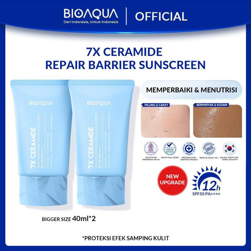 【BPOM】BIOAQUA Serum Sunscreen 7X Ceramide SPF 50 PA++++ UV Shield ...