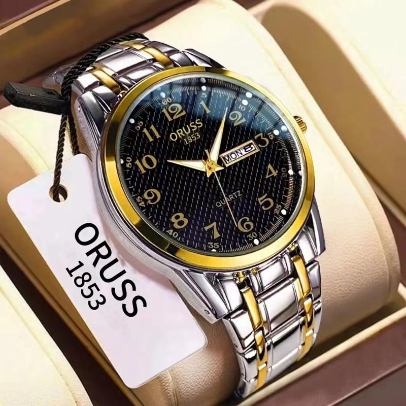 Jam Tangan Keluli Tahan Karat Lelaki, ORUSS, Kalendar Dwi, Kalis ...