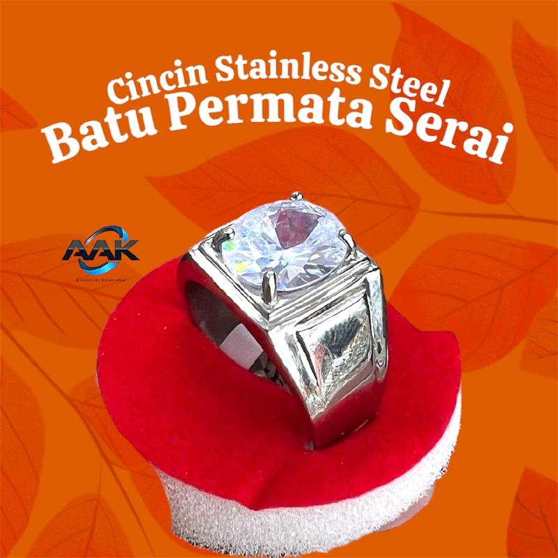 Batu Permata Serai Siap Cincin Ready Stock Semua Saiz Ikat Stainless ...