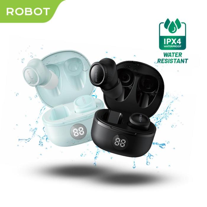 Promo ROBOT TWS Wireless Earphone Airbuds T80 Bluetooth Earphones ...
