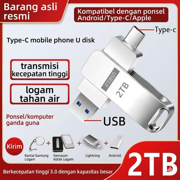 Promo 4-in-1 Flashdisk OTG Universal 2TB 1TB Dual Interface Type-C & iO ...