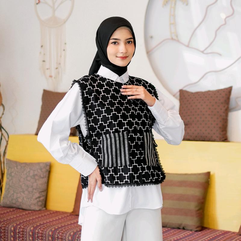 Shaza outer batik mix tenun lurik Rompi - Shop | Tokopedia