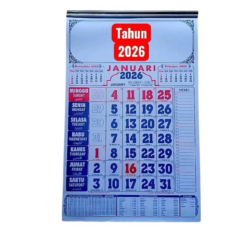 Kalender Arab Memo Tahun 2026 untuk Dinding - Shop | Tokopedia